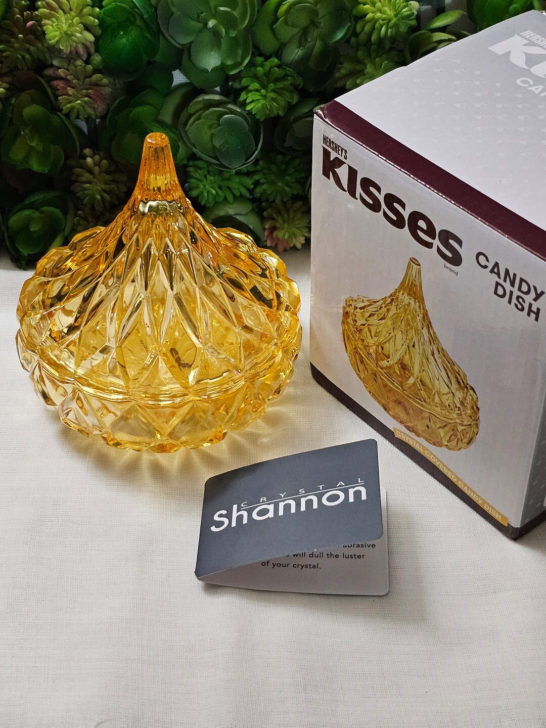 New in Box Godinger Shannon Golden Yellow Glass Lead Crystal Hershey ...