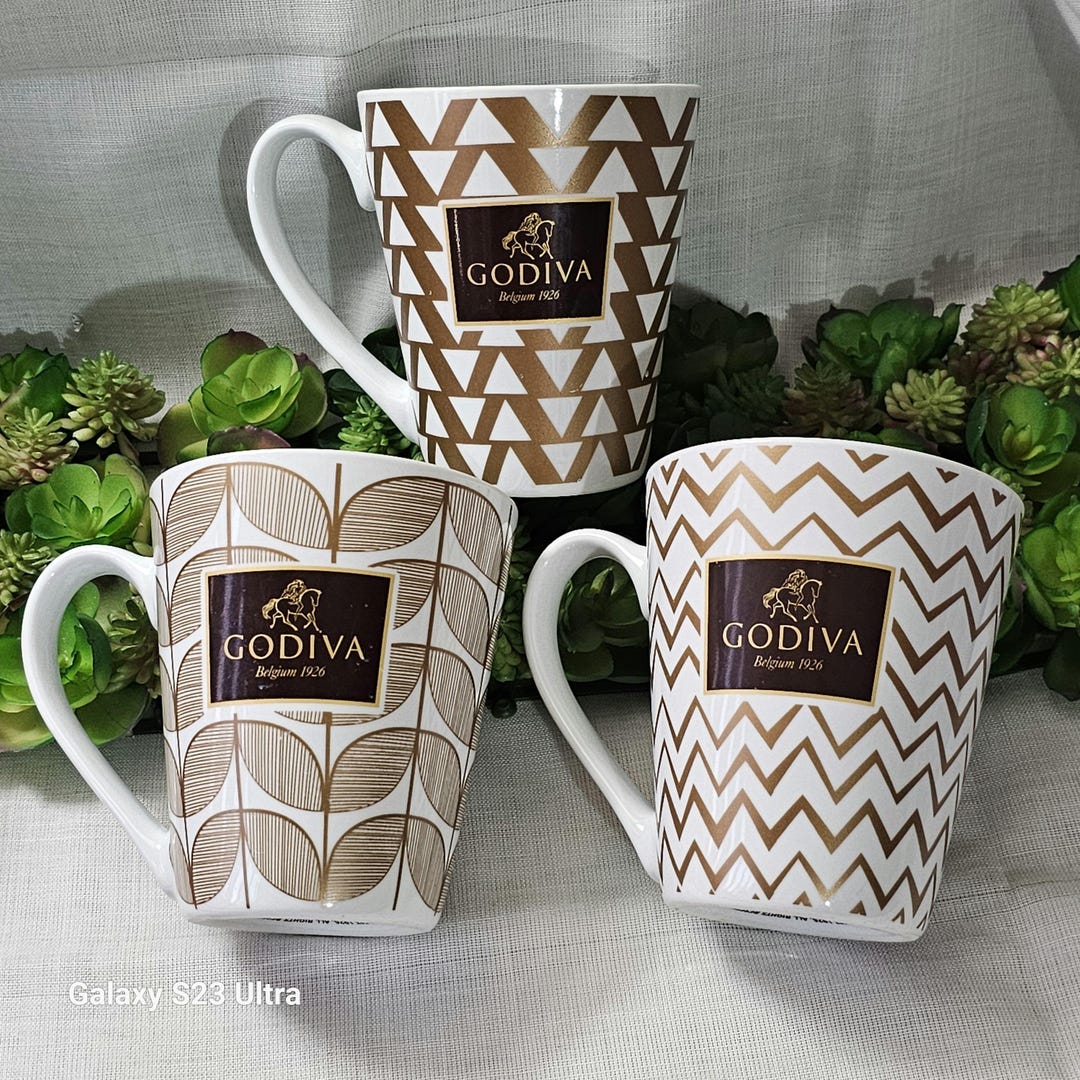 Set of 3 New GODIVA Chocolate 12 Oz. Porcelain Coffee or Tea Mug ...