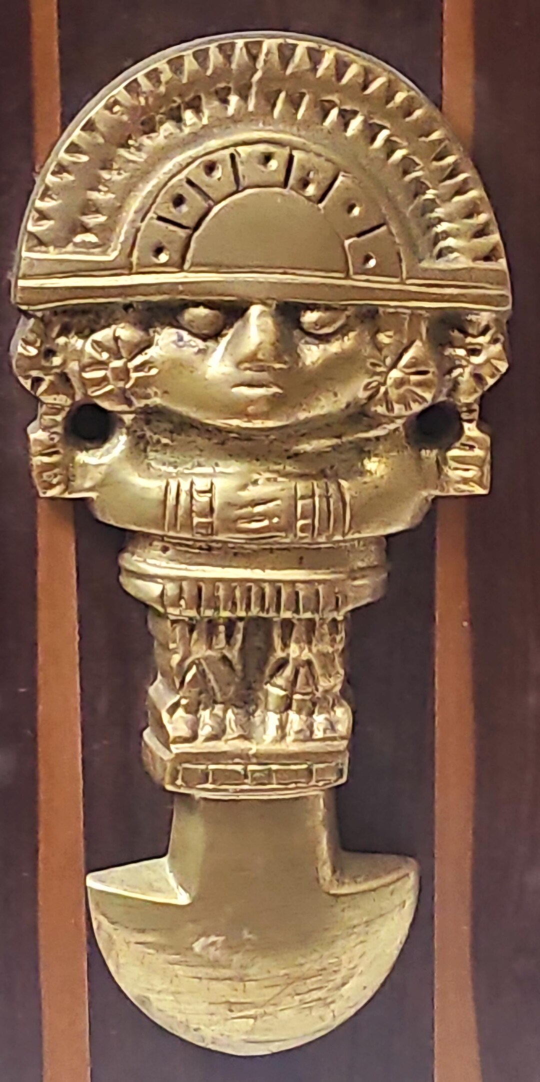 Vintage Peruvian TUMI Brass Ceremonial Knife Wall Plaque Decor Mounted ...