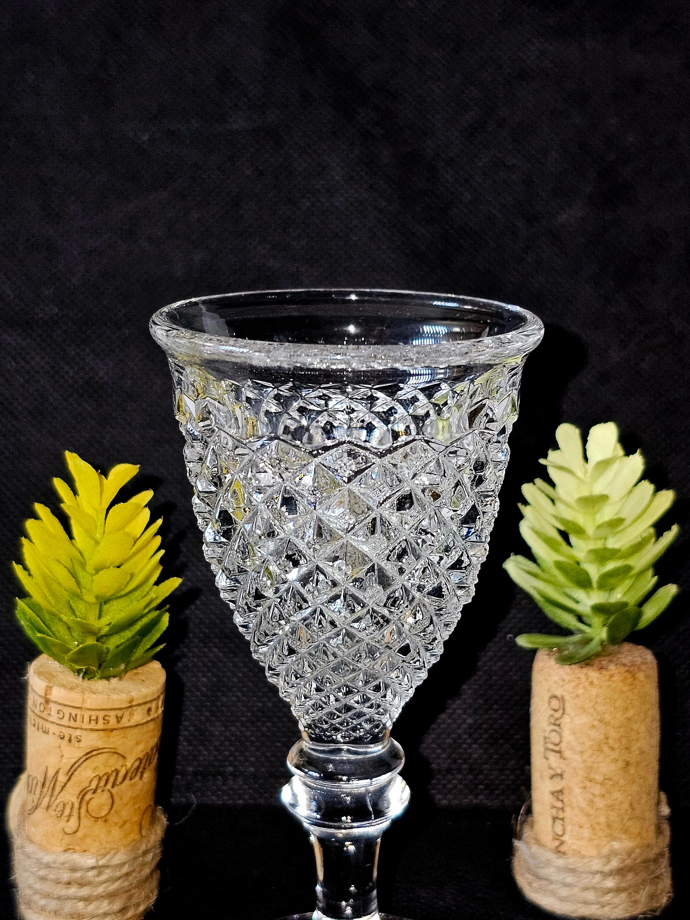 Vintage Pair Crystal Sparkling Diamond Design Hand-cut Mini 4-1/4 ...