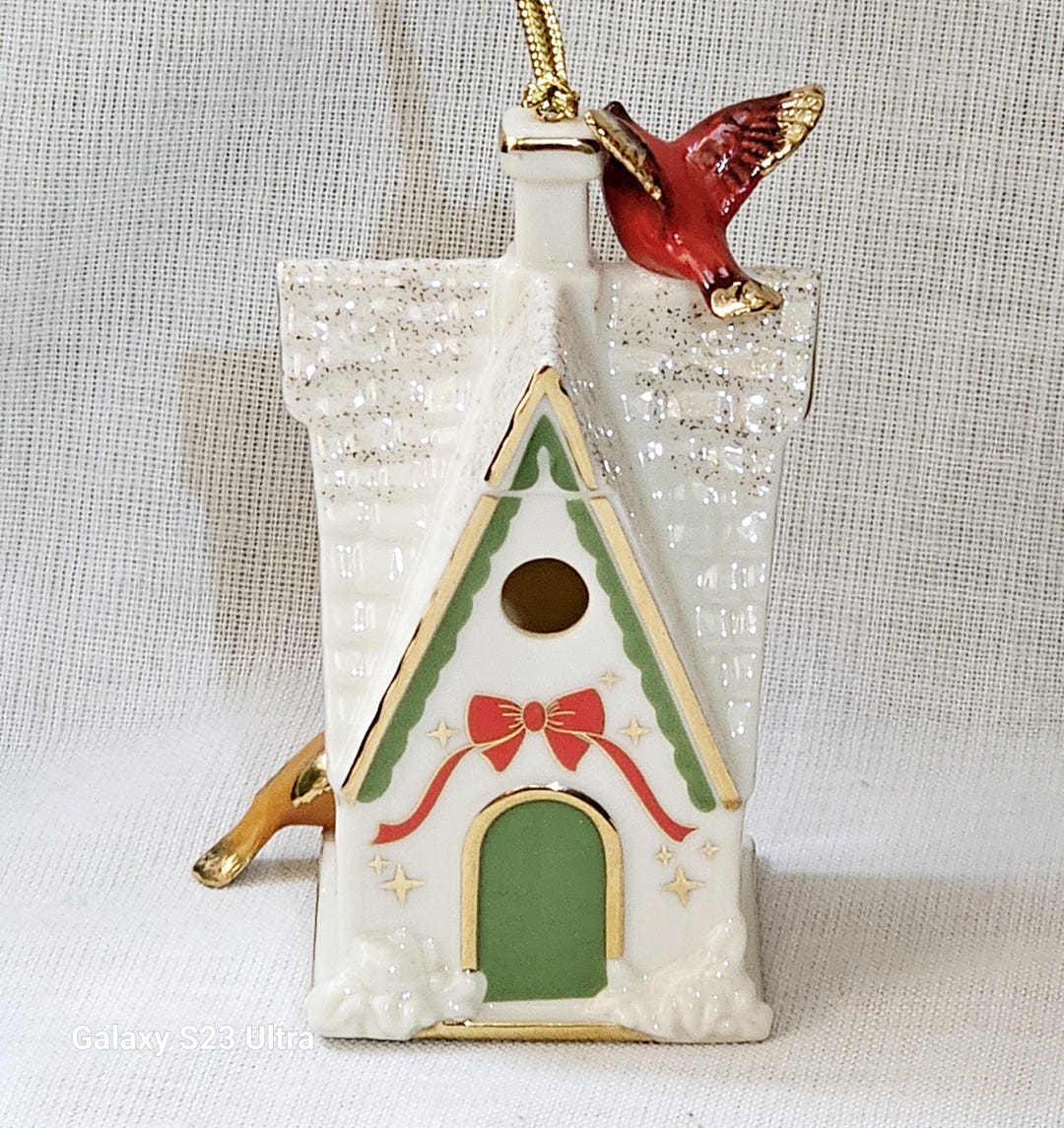 Vintage 2004 Lenox Porcelain Christmas Hanging Ornament Red Bird Atop a ...