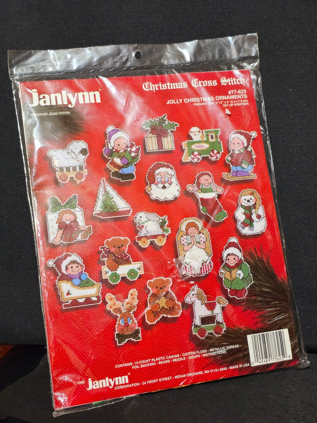 Vintage SEALED Kit #77-625 Janlynn Cross Stitch Jolly Set of 18 ...