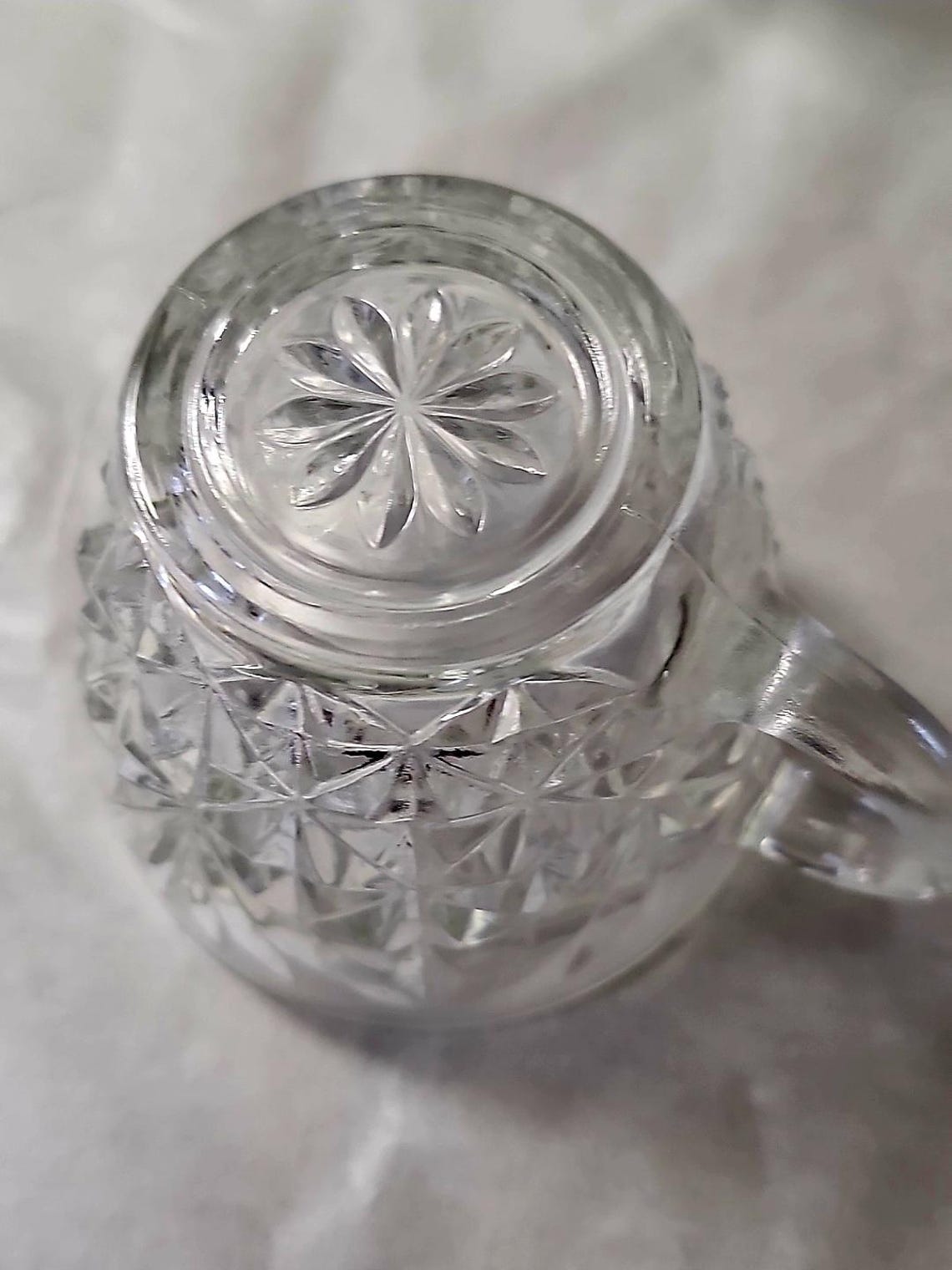 1950s Set of 6 Anchor Hocking Clear Cut Glass Punch Bowl Cup Nostalgic ...