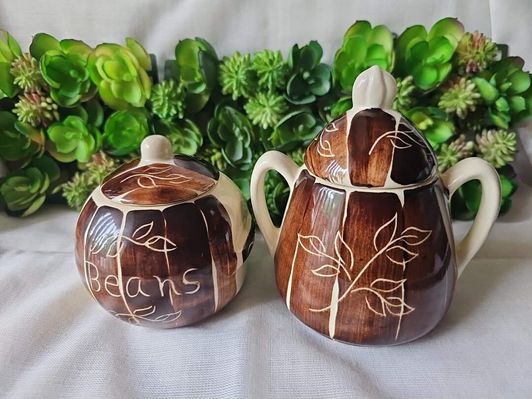 Vintage Pair Purinton Pottery Slip Ware Canister / Jar With Lids Hand ...
