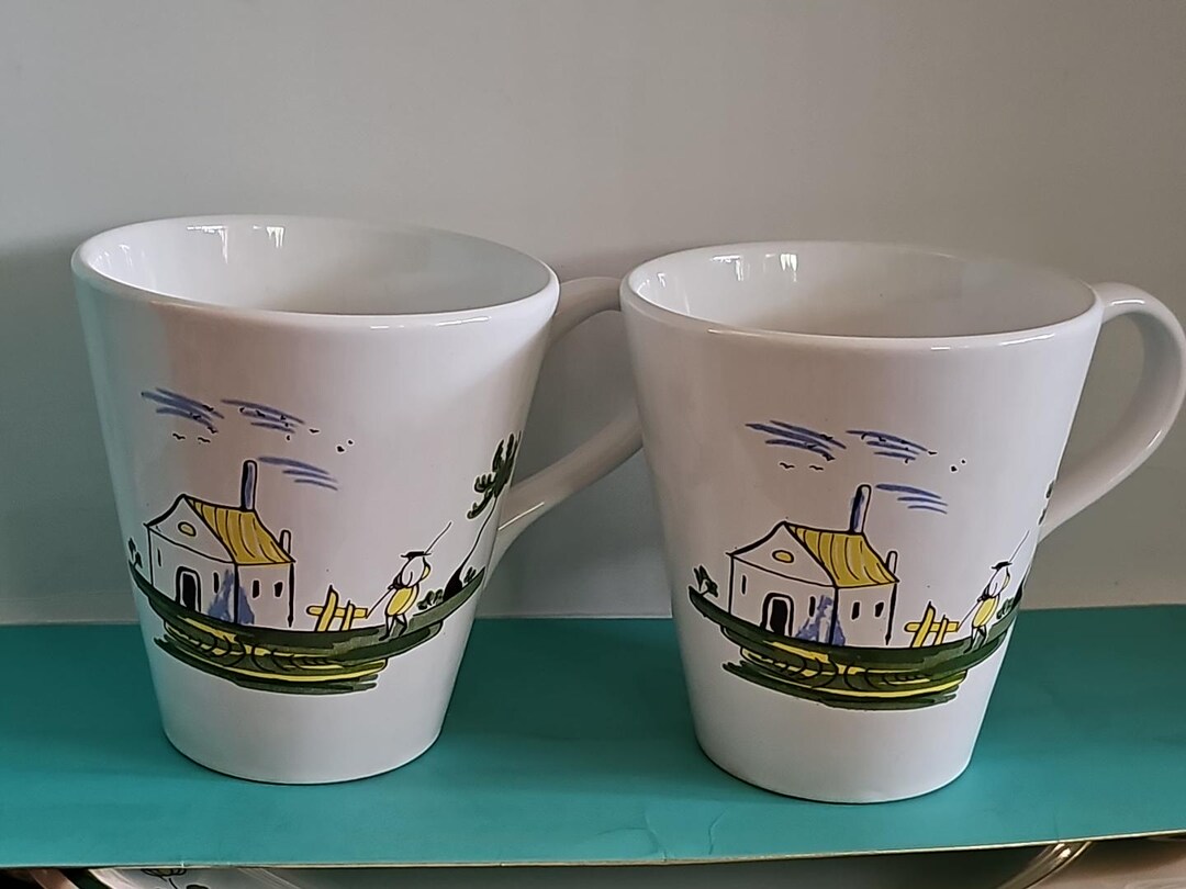 Vintage Pair VARAGES Cabanon Hand-painted Cottage House Pattern Made in ...