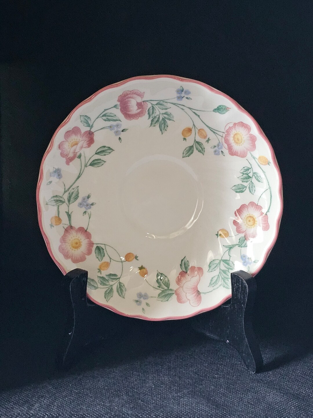 Vintage Churchill Briar Rose Saucer Set: Pink Floral Porcelain, Set of ...