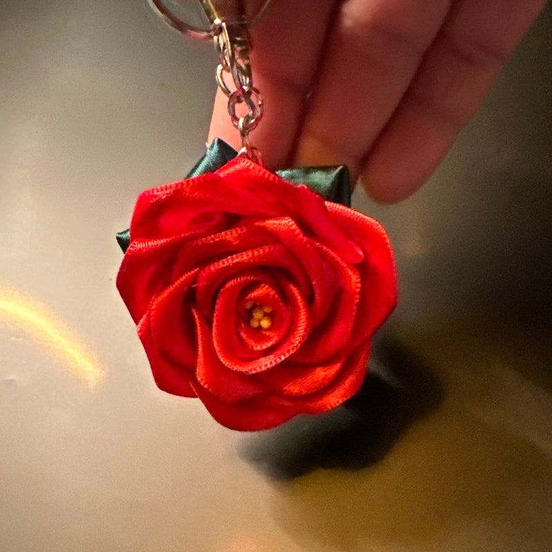 Ribbon Roses Keychains - Etsy