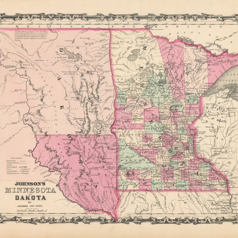 Old Minnesota Map - Etsy