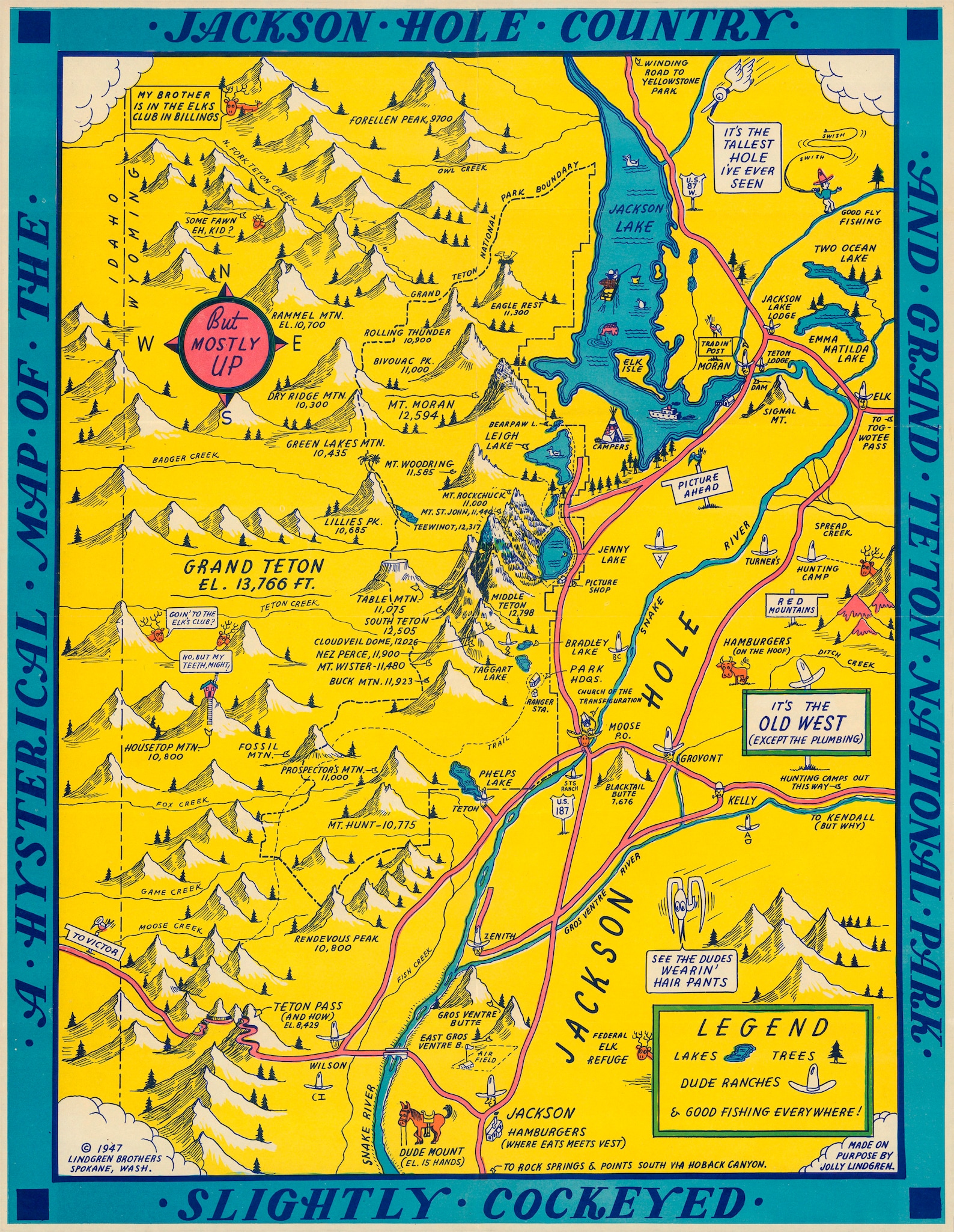 A Hysterical Map of the Jackson Hole Country and Grand Teton National ...