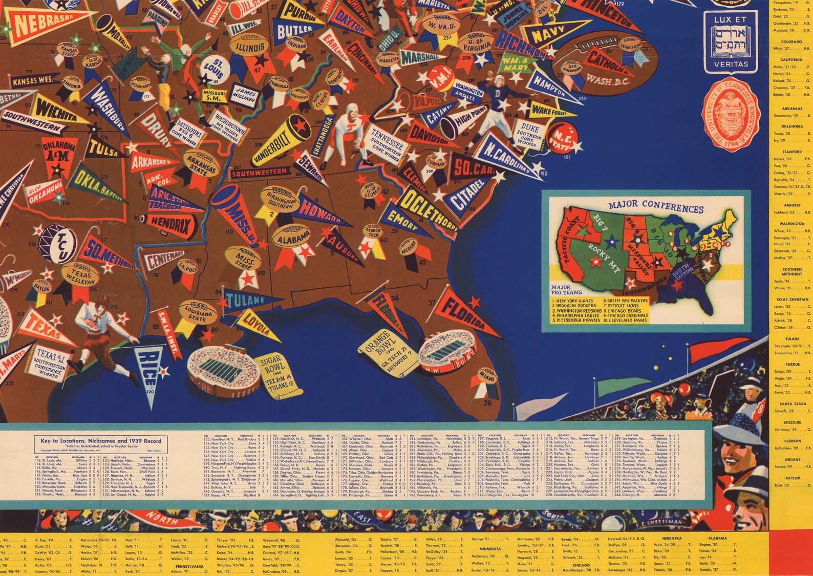 1939 Albert Richard Football Map - Etsy