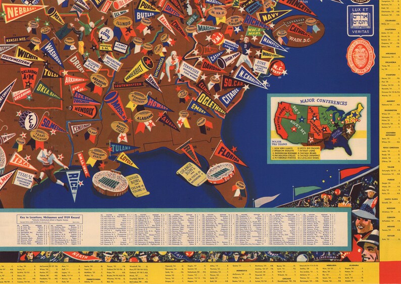1939 Albert Richard Football Map - Etsy