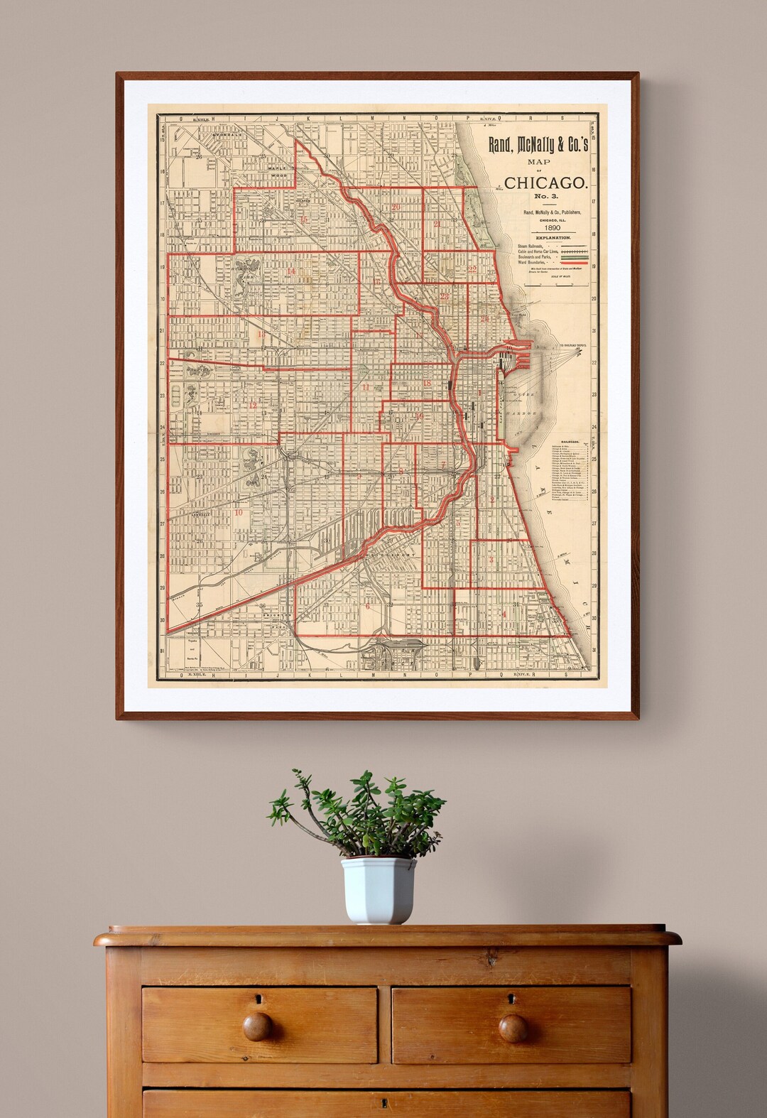 Vintage Map of Chicago - Etsy