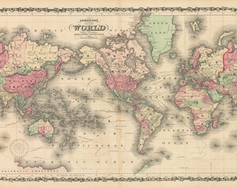 1861 World Map - Etsy