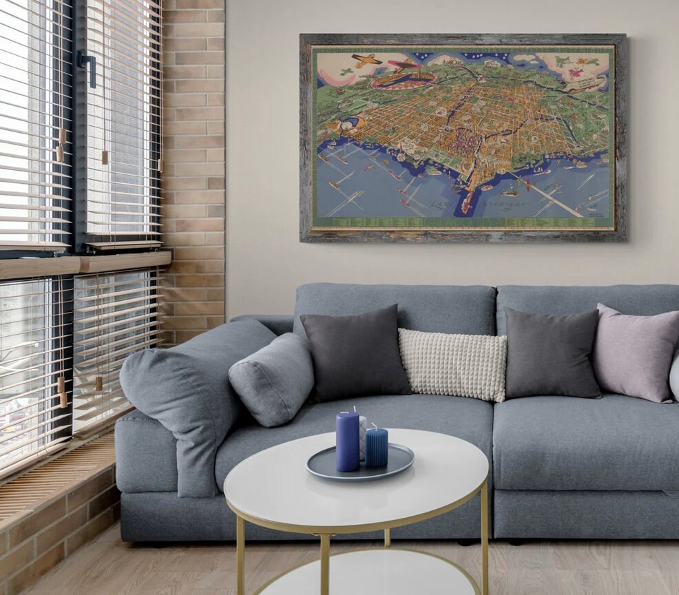 An Illustrated Map of Chicago 1931 - Etsy