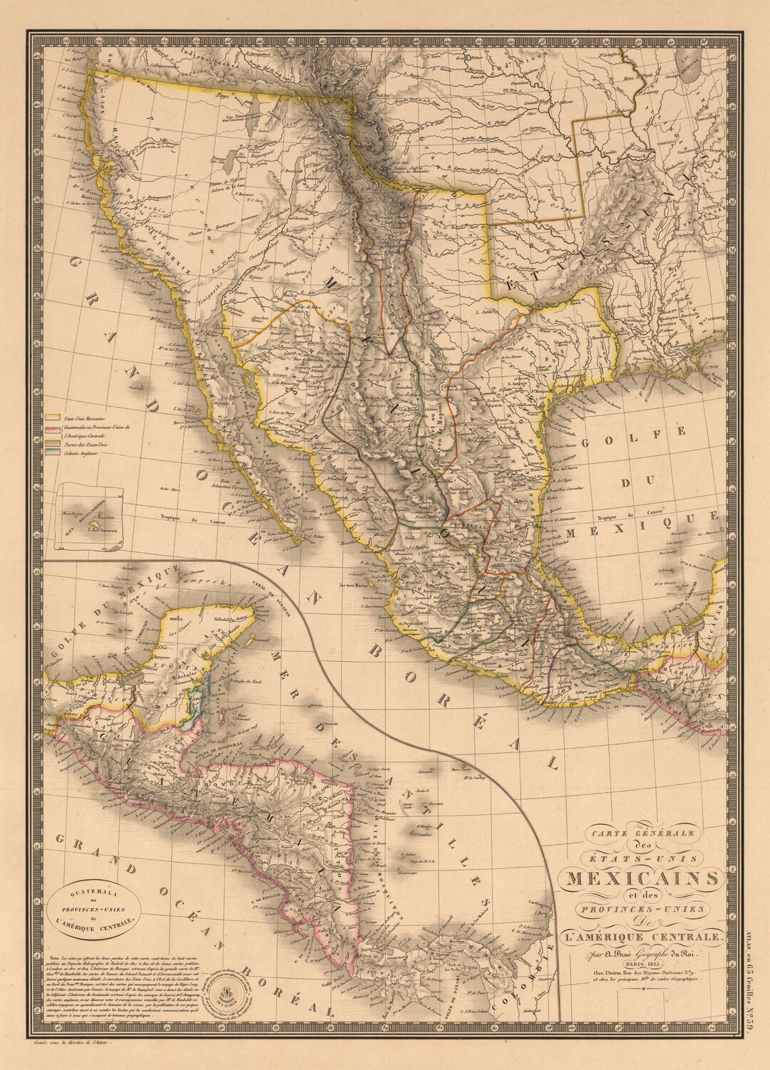 1826 Carte Generale Des Etats Unis Mexicains Et Des Provinces-unies De ...