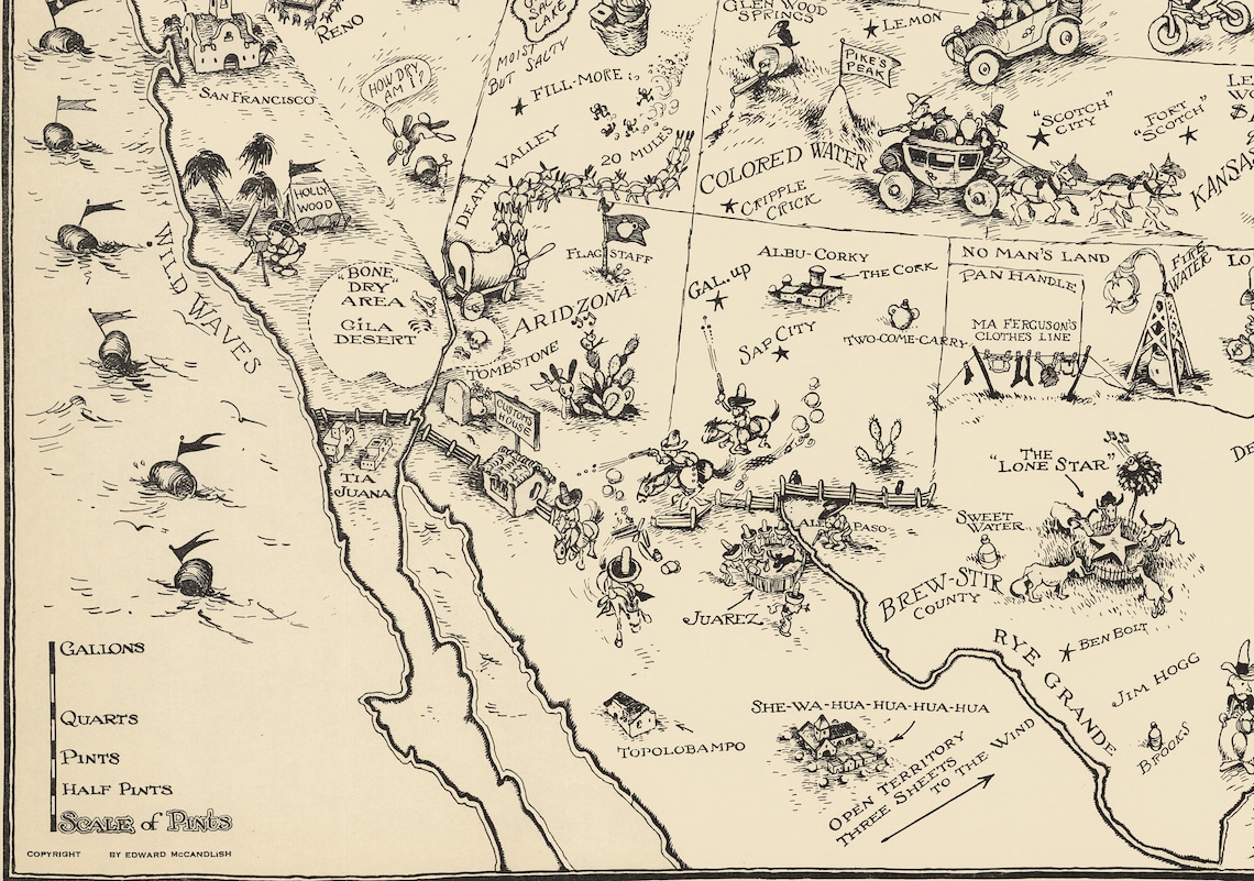 Prohibition Pictorial Map: Bootlegger's Map of the United States - Etsy