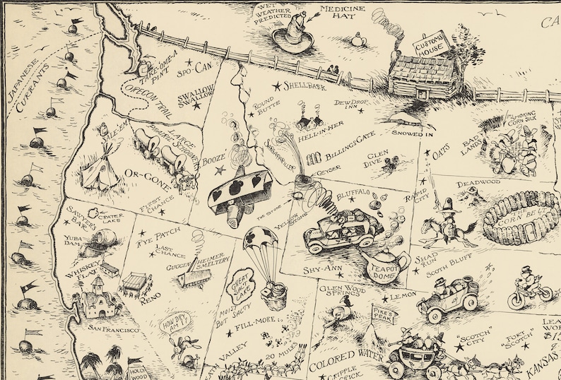 Prohibition Pictorial Map: Bootlegger's Map of the United States - Etsy