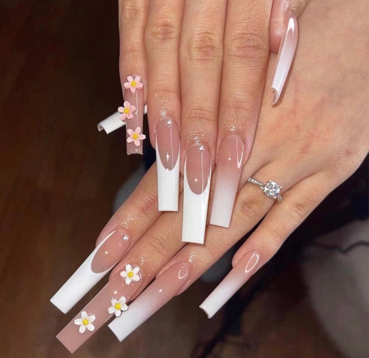 French Tip Nail Designs With Flowers
