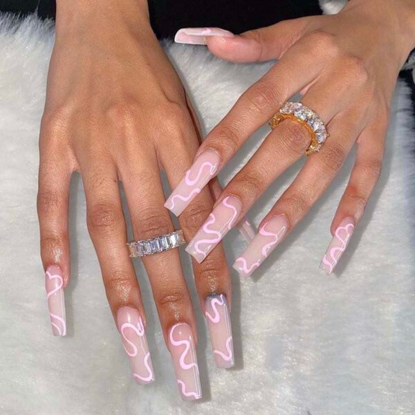 Coffin Shaped Nails Etsy