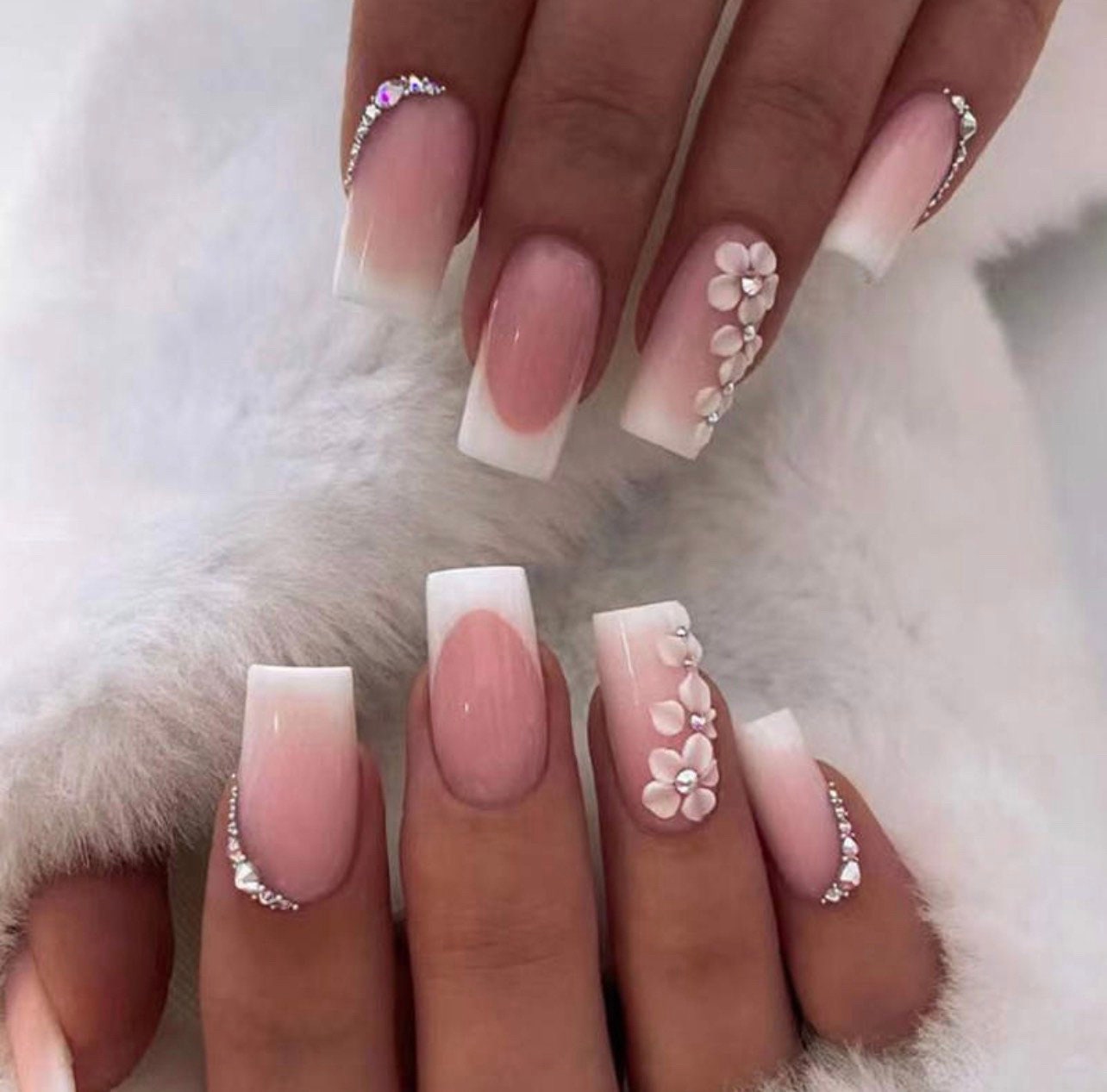 French Tip Nail Designs With Flowers