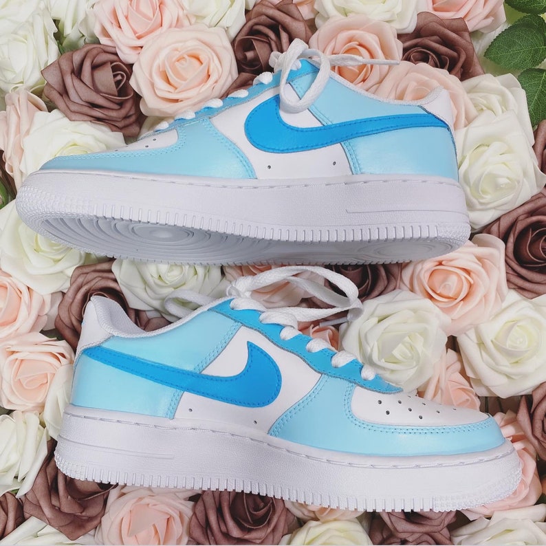 Nike Air Force 1 Baby Blue Customs - Etsy