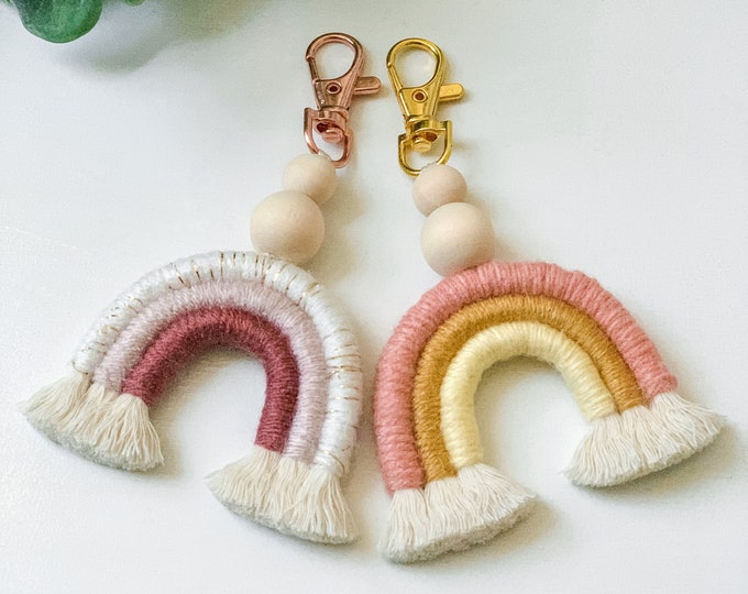 Mini Promise Rainbow Keychain, Mini Macrame Rainbow Keychain, Rainbow ...