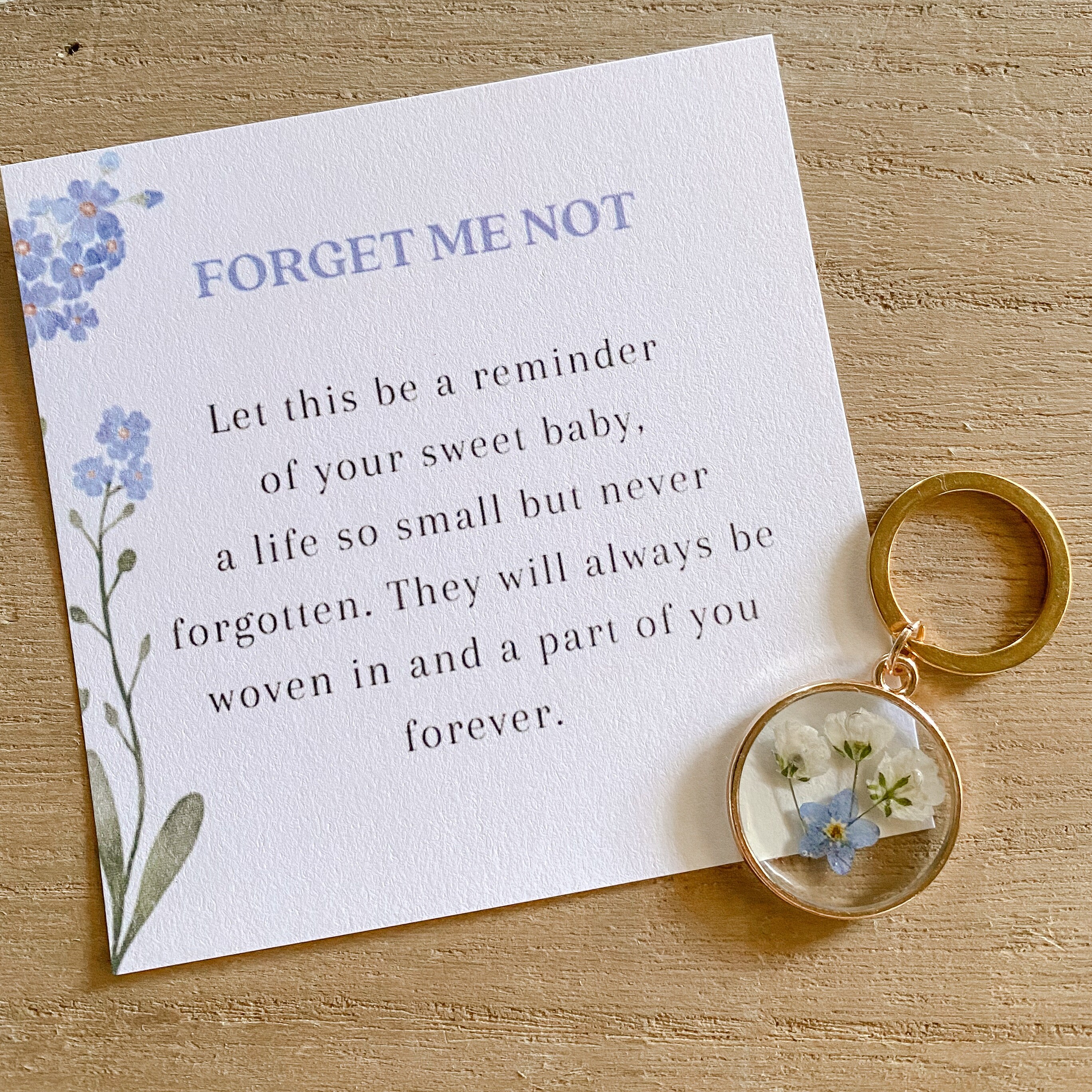 Forget Me Not & Baby's Breath Keychain, Remembrance Gift, Pregnancy ...