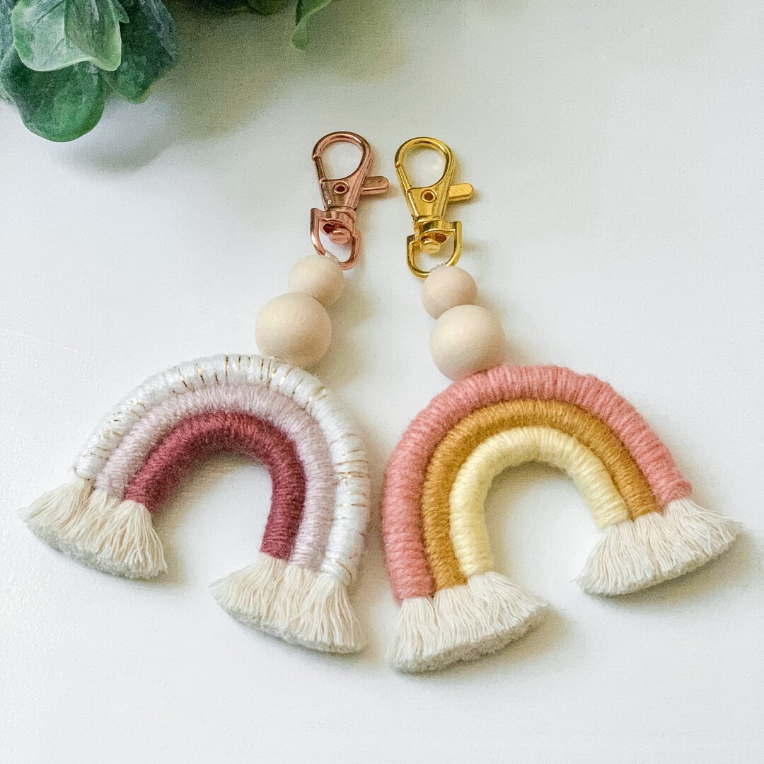 Mini Promise Rainbow Keychain, Mini Macrame Rainbow Keychain, Rainbow ...
