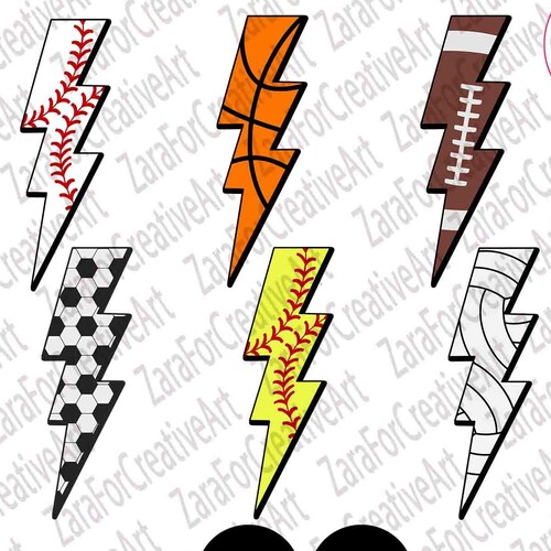 Lightning Bolt SVG Football Basketball Baseball Softball - Etsy