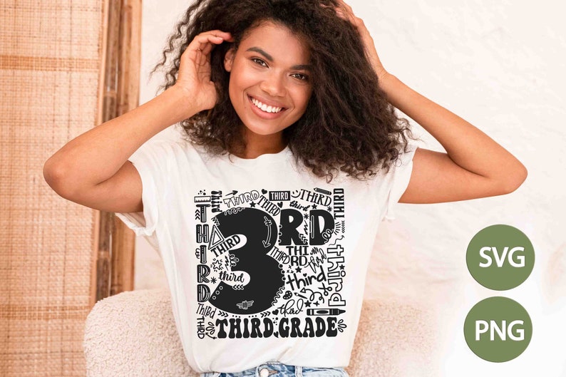 3rd Grade Typography Doodle PNG SVG Third Grade Doodle SVG - Etsy