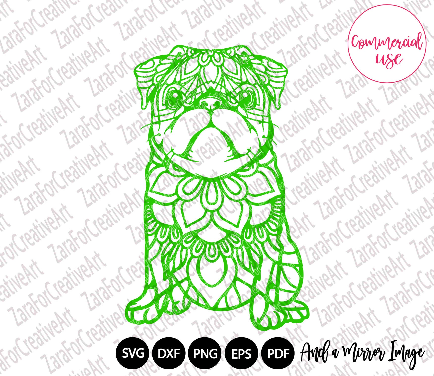9 style Pug dog Mandala Zentangle SVG Pug dog svg Mandala | Etsy