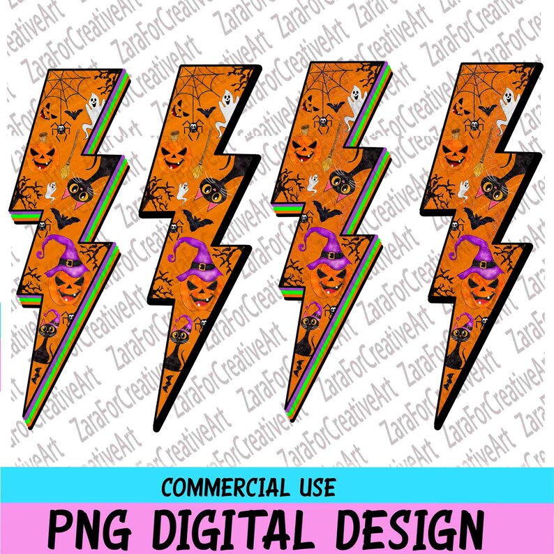 Fall Lightning Bolt PNG Bundle Halloween Lightning Bolt - Etsy