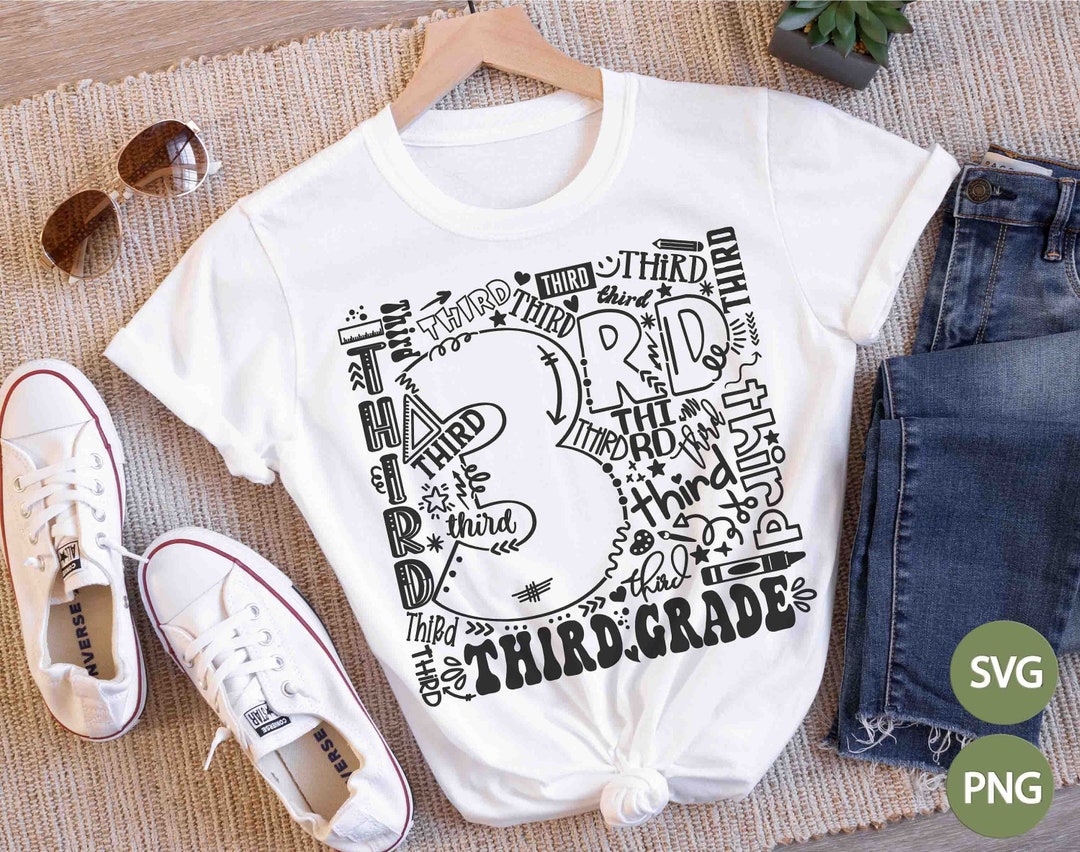 3rd Grade Typography Doodle PNG SVG, Third Grade Doodle SVG, Back to ...
