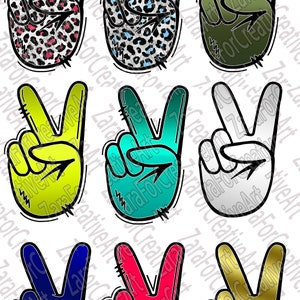 85 Peace Doodle Sign Symbol Finger Hand Sublimation Design Bundle 6 SVG ...