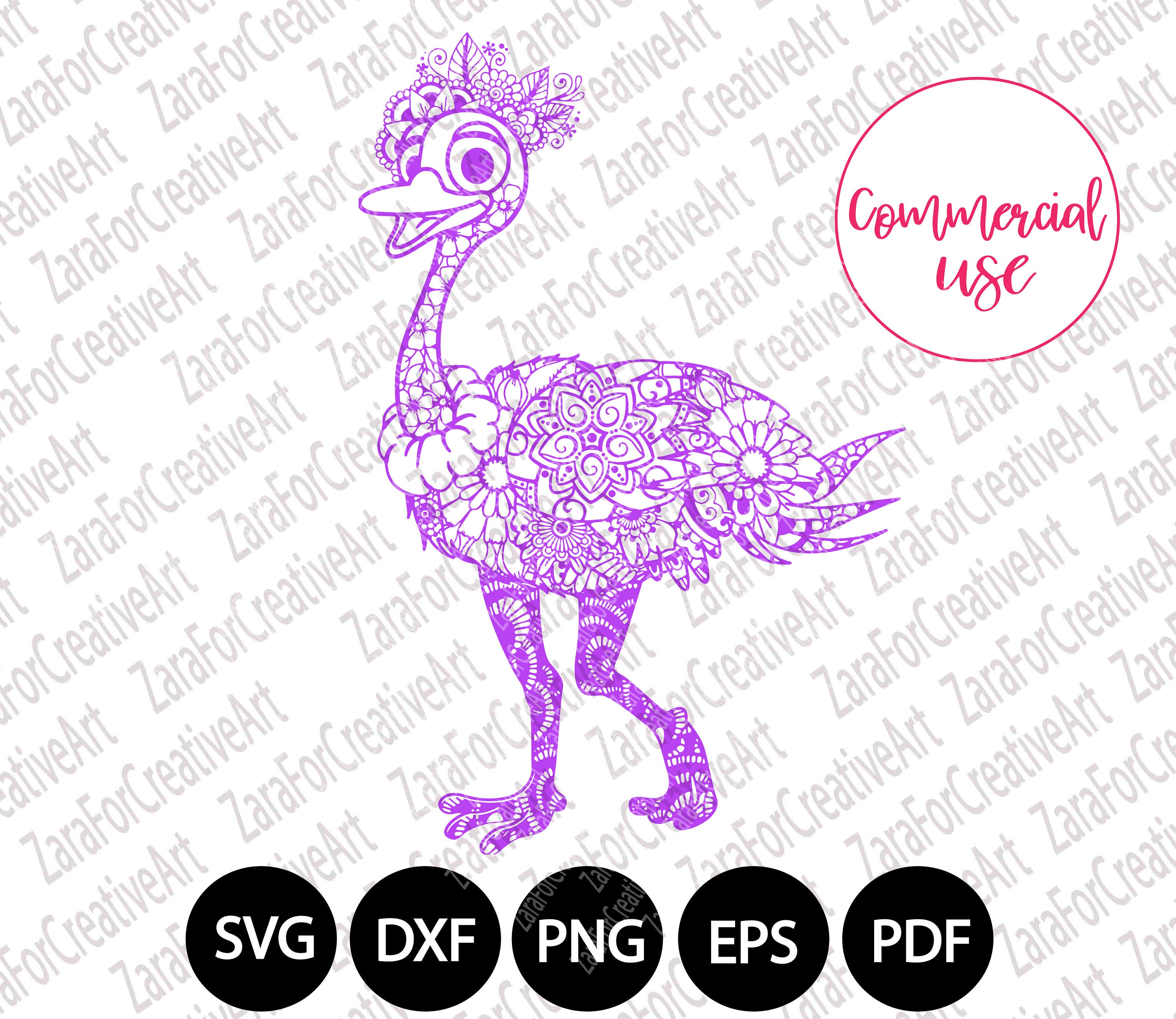 Cute Ostrich Mandala Svg Digital Download Ostrich Clipart - Etsy