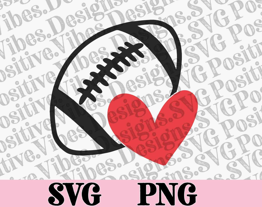 Football Heart Svg, Football With Heart Outline, Football Love SVG ...