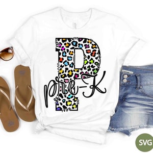 Pre-k SVG PNG, P is for Pre-k Colorful Leopard Doodle, Back to School ...