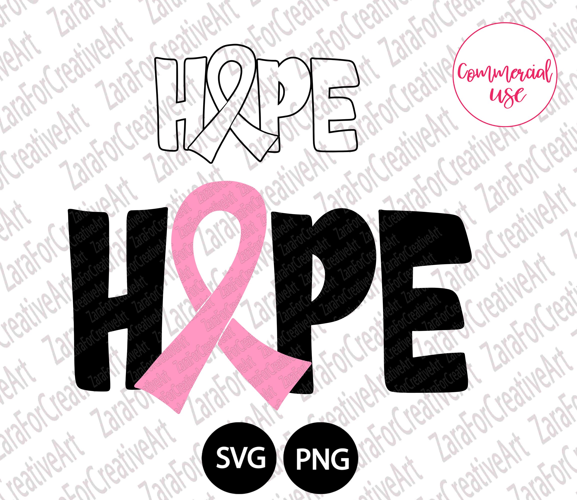 Hope Breast Cancer Svg Png Doodle Ribbon Svg Png Pink | Etsy