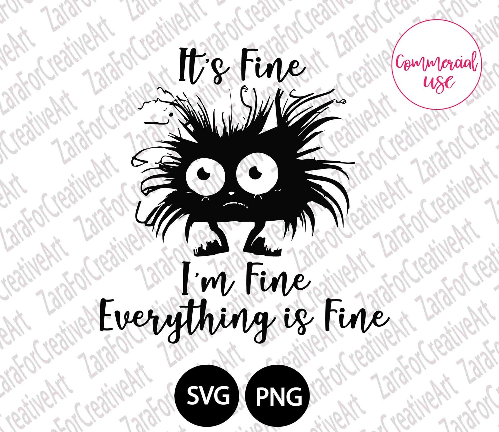 It's Fine I'm Fine Everything is Fine SVG Crazy Cat - Etsy