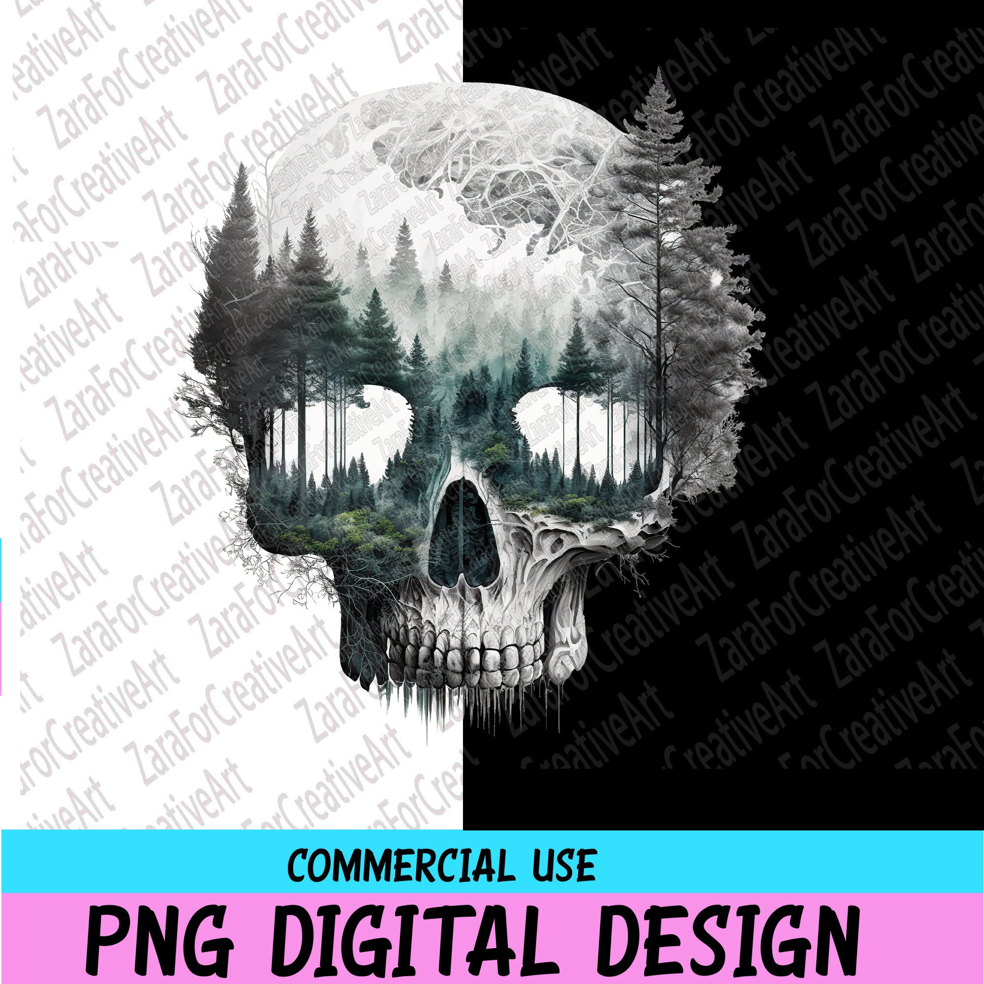 Skull Forest PNG Sublimation Tree Skull Sublimation Skull - Etsy