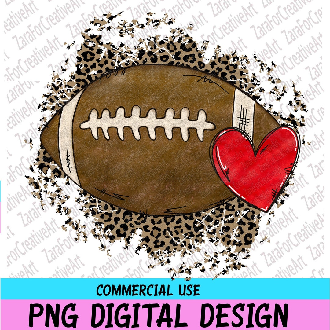 Leopard Football Heart Doodle Sublimation Design PNG |hand Drawn ...
