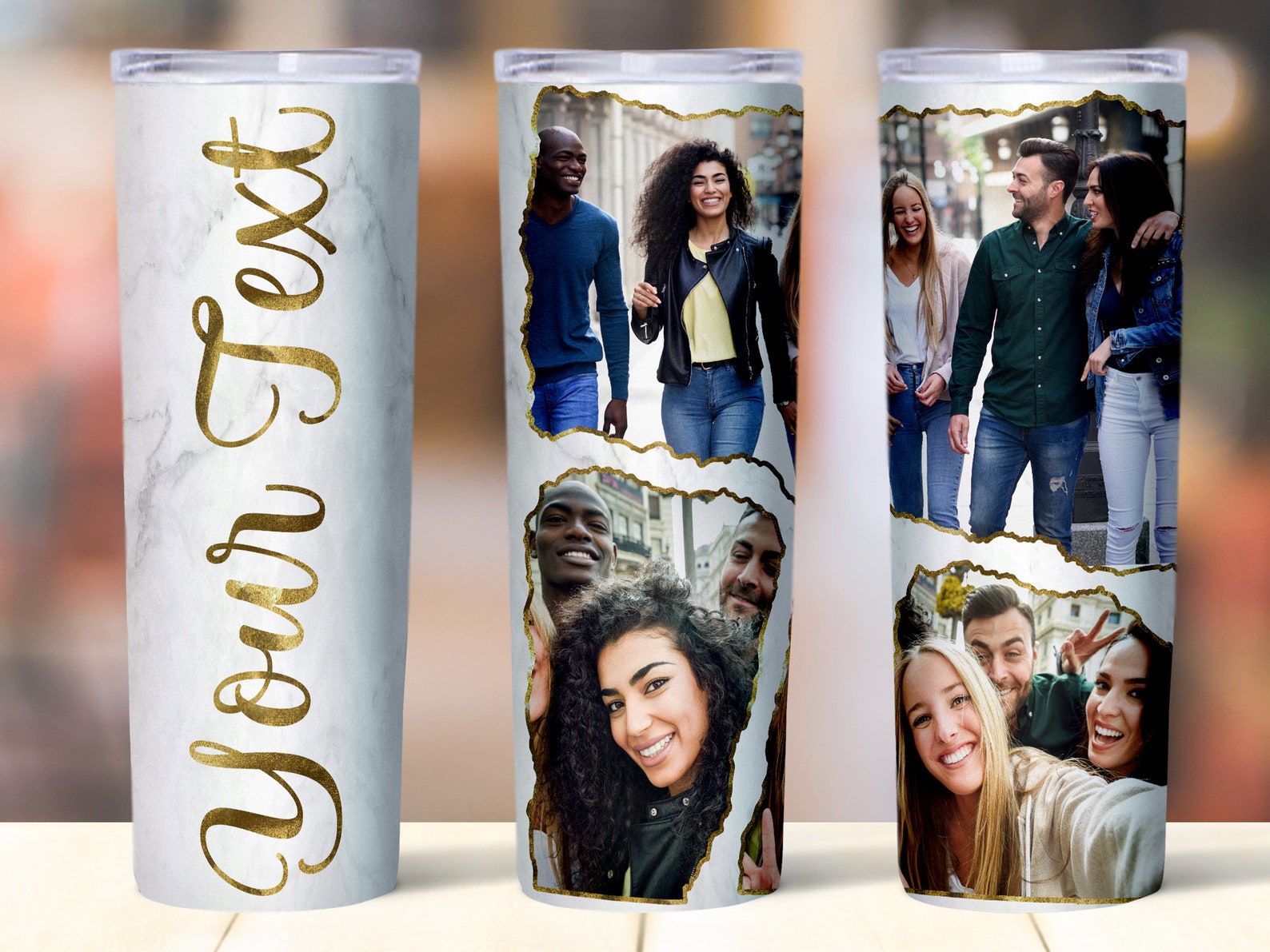Photo Collage Template , 20 Oz Skinny Tumbler Wrap, Straight and ...