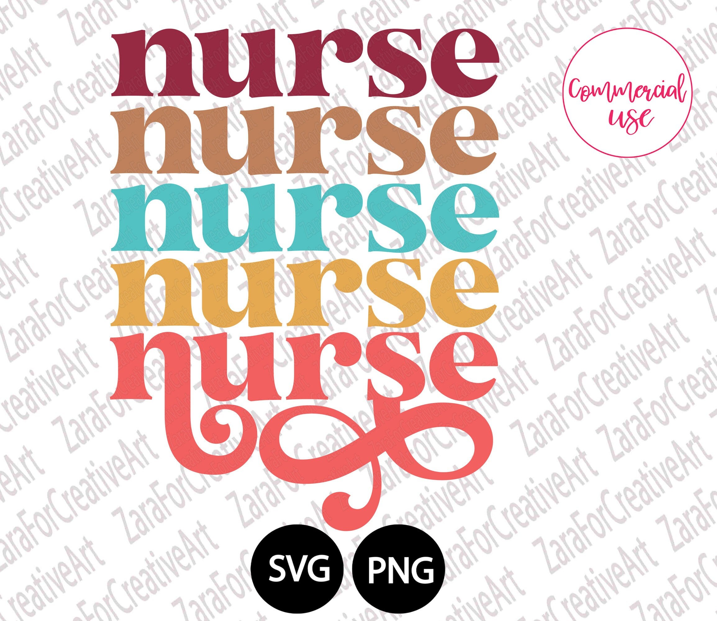 Nurse Stacked PNG SVG Cutting File Nursing Registered | Etsy