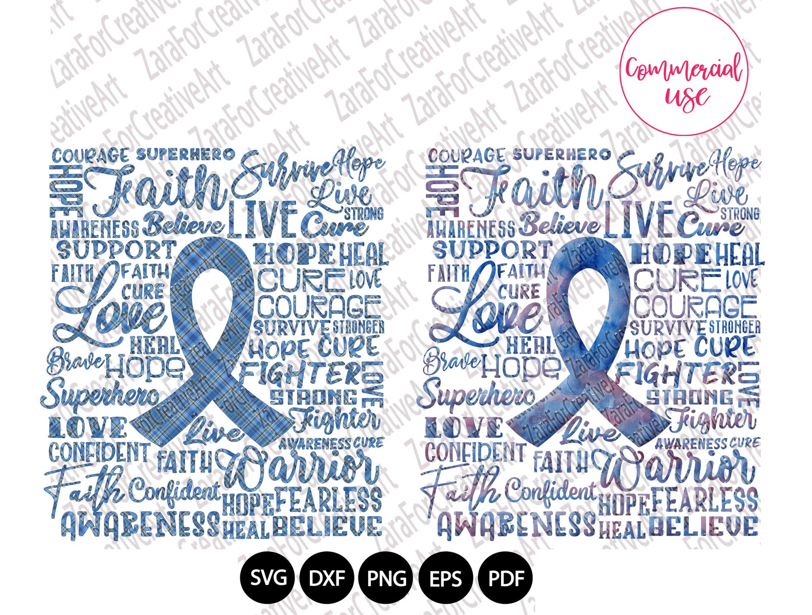Blue Cancer Awareness SVG PNG, Affirmation ,blue Ribbon, Thyroid ...