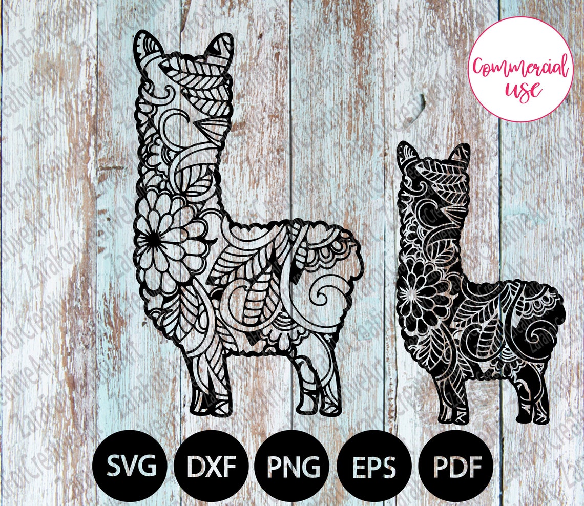 Zentangle Llama Svg Llama Mandala SVG Boho Vinyl Decal File - Etsy