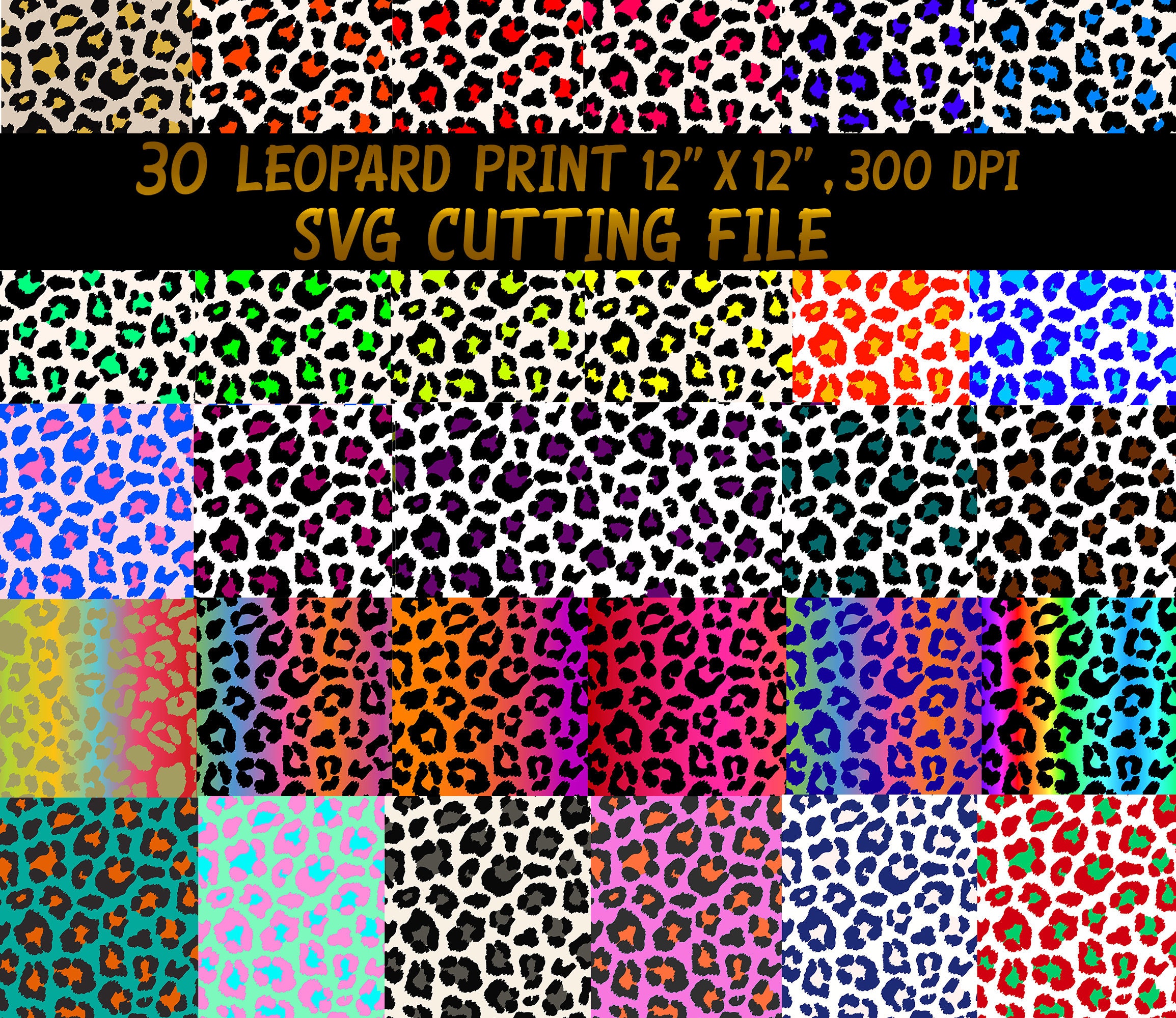 30 Colorful Leopard SVG, Bundle #2, Animal Print, Background ...