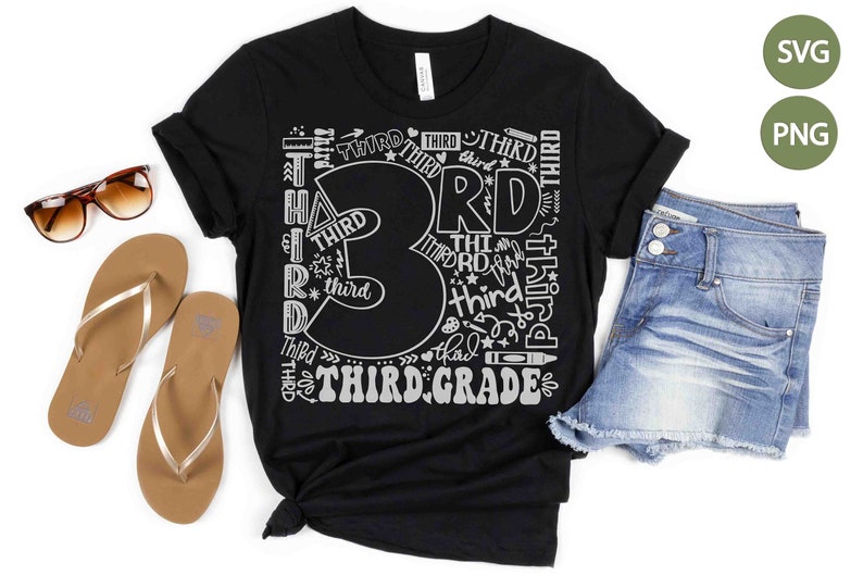 3rd Grade Typography Doodle PNG SVG Third Grade Doodle SVG - Etsy
