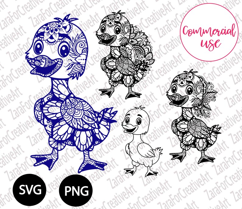Cute duck mandala svg duck zentangle svg duck svg Digital duck | Etsy