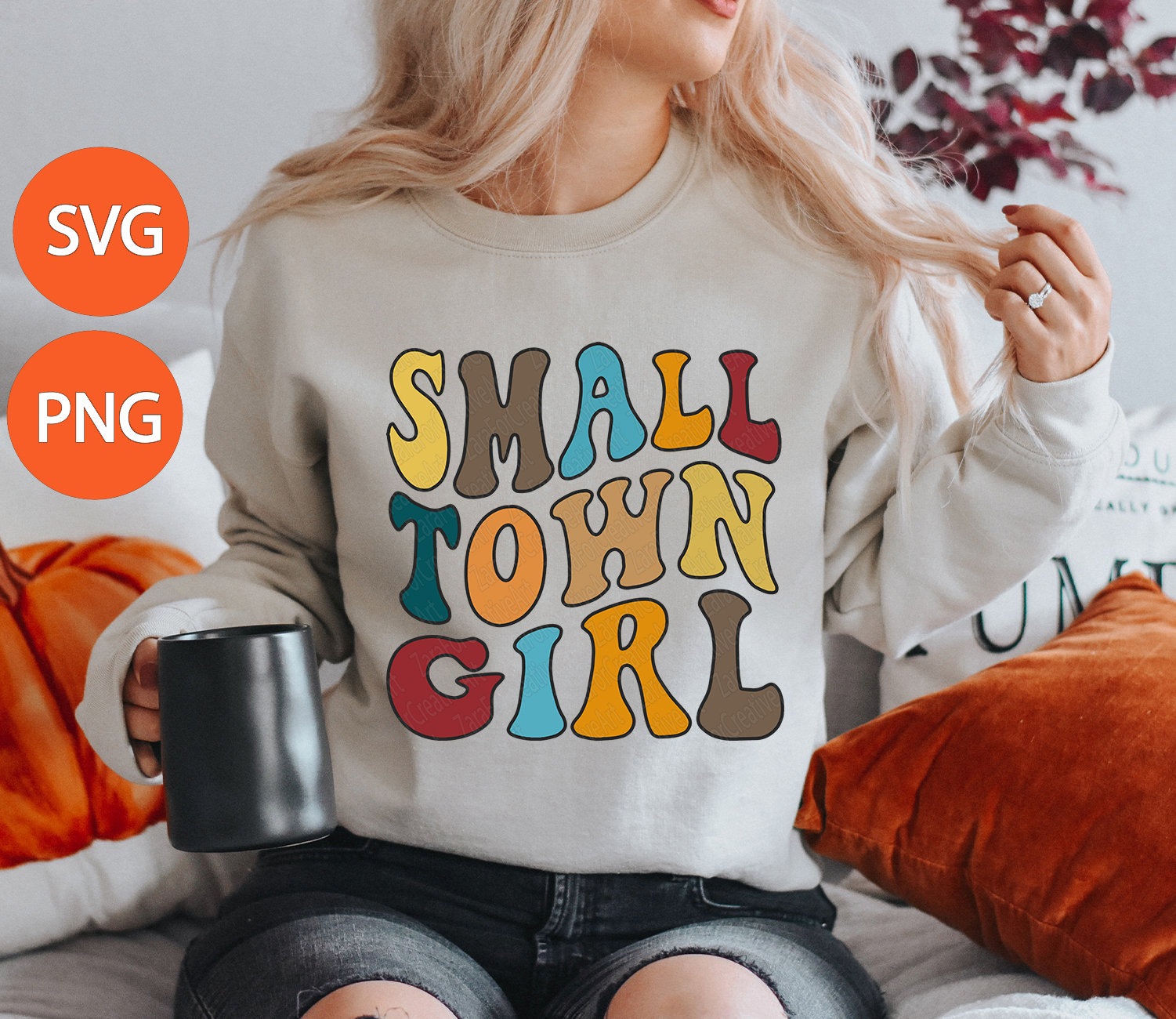 Small Town Girl SVG PNG Groovy Svg Wavy Stacked positive - Etsy