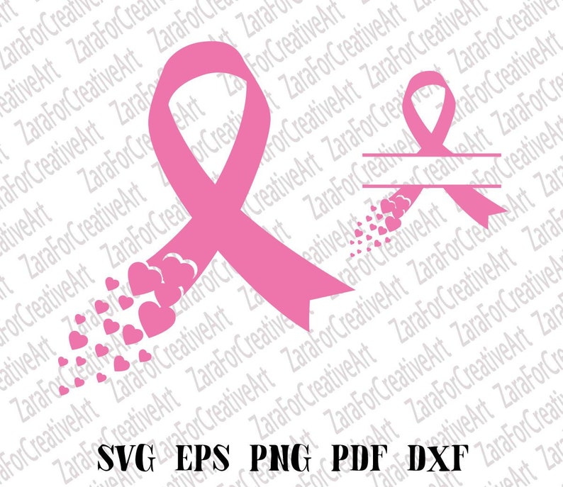 Breast cancer svg Pink ribbon svg Hearts ribbon svg breast | Etsy